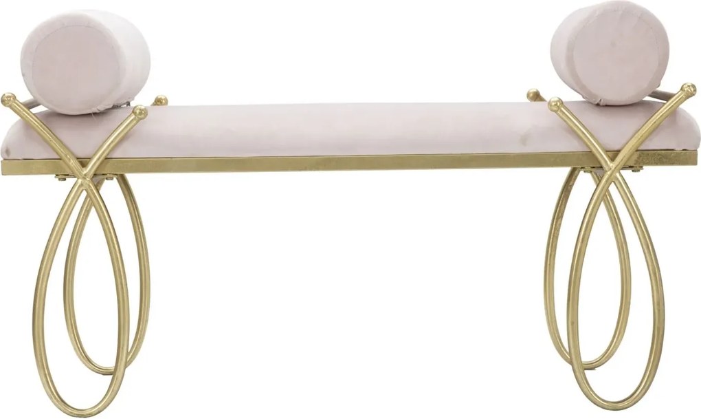 Lavice Ribbon 112 cm samet zlatá/růžová