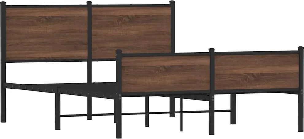 Kovový rám postele bez matrace hnědý dub 150 x 200 cm 3301413