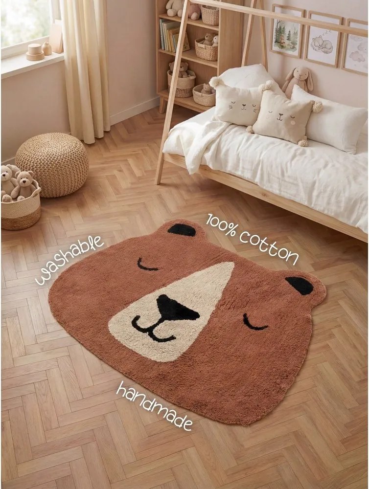 Hnědý pratelný/ručně tkaný bavlněný dětský koberec 101x120 cm Snuggle Benni – Hanse Home