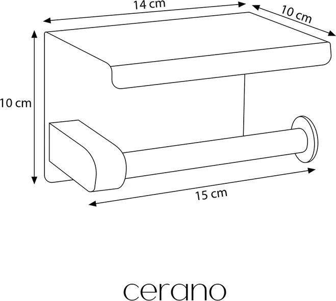 CERANO - Nástěnný/Samolepící držák toaletního papíru Balto - černá matná, CER-479509