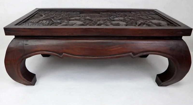 Konferenční stolek  SUMATRA  hnědý, dřevo, ruční práce, 100 cm