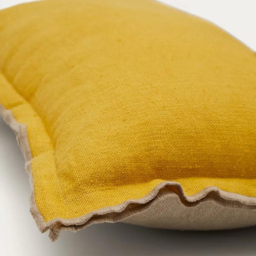 OnaDnes -20% Béžovo-žlutý lněný povlak na polštář Kave Home Sagi 30 x 50 cm