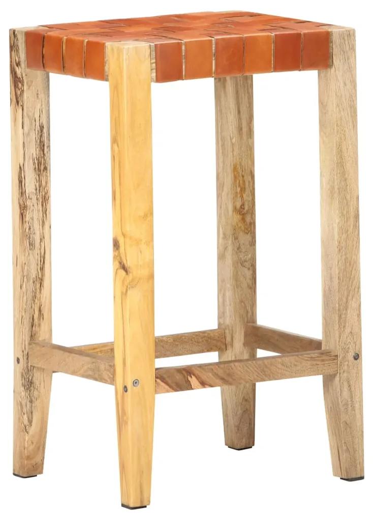 Barové stoličky 2 ks hnědé pravá kůže 75 cm,  321830