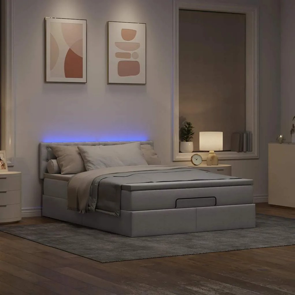 Osmanská postel s matrací & LED Taupe 140x190 cm Látka 3312475