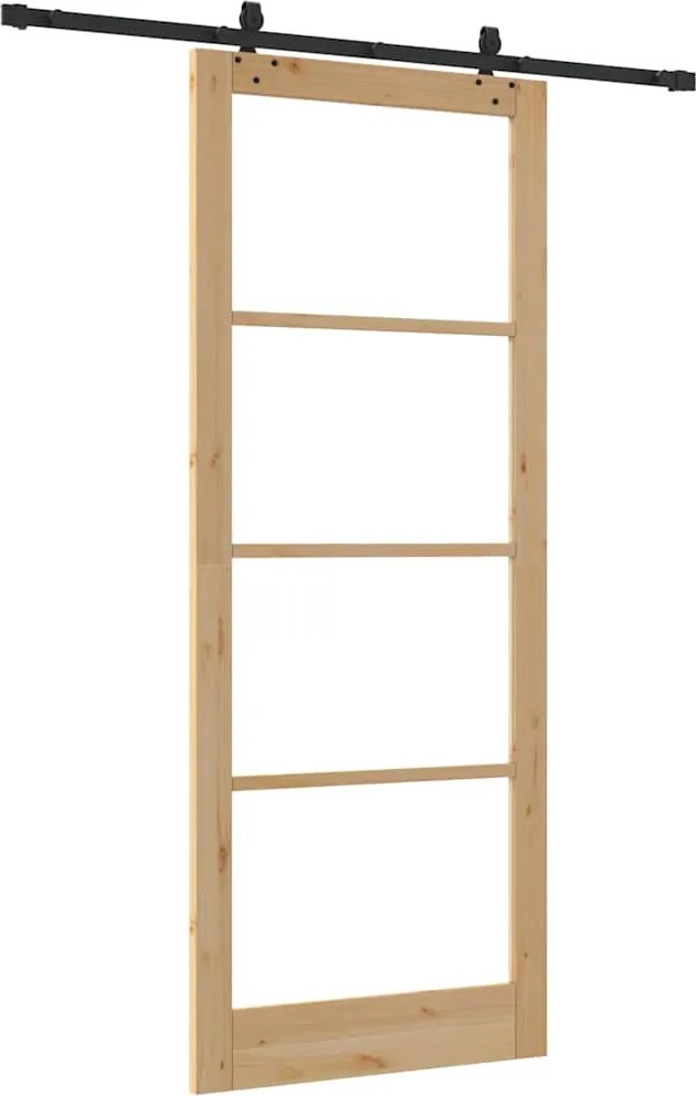 Posuvné dveře ORKDAL 93 x 232 cm Masivní borové dřevo a sklo 3332179
