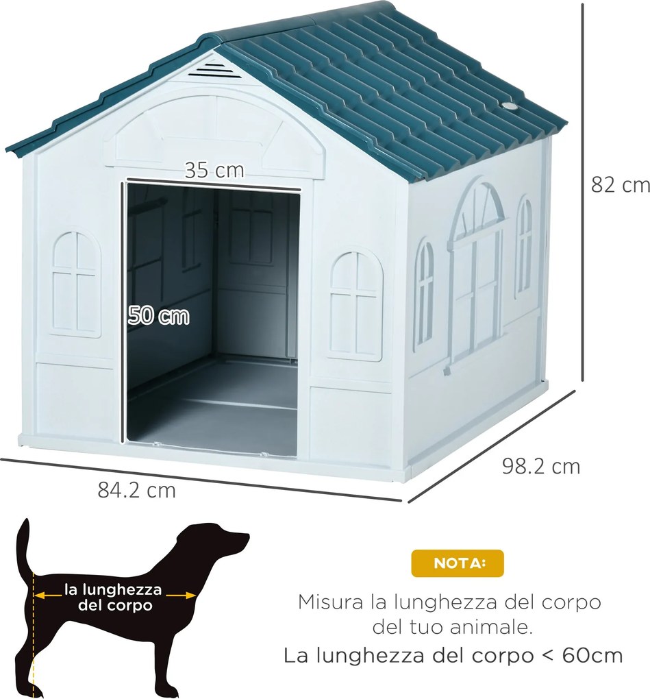 PawHut Střední a Velký Psí Kotec max 30kg z Voděodolného PP, Snadná Montáž, 84.2x98.2x82cm, Modrý