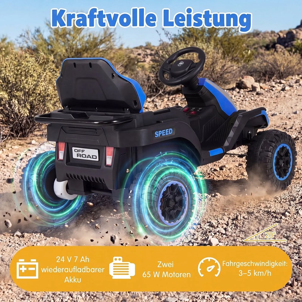 Costway 24 Elektrický traktor V Elektrický traktor pro děti ve věku 3 a starší