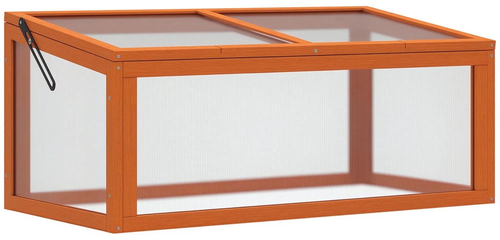 Outsunny skleník s krytem, odolný proti povětrnostním vlivům, ze dřeva a polykarbonátu, oranžový, 90x46x40cm| Aosom
