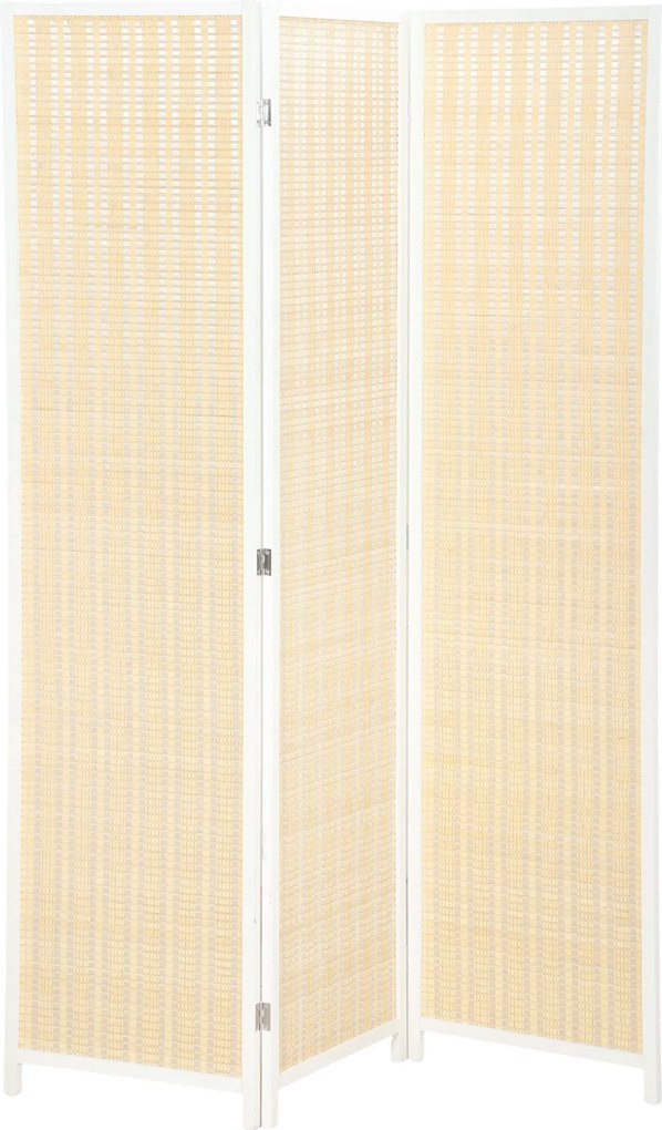 HOMCOM Dřevěný paraván, skládací dělicí stěna se 3 panely, 135 x 180 cm, bílá