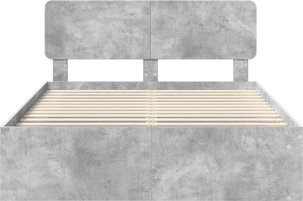 Rám postele s čelo Beton 160 x 200 cm Masivní borové dřevo 3412054