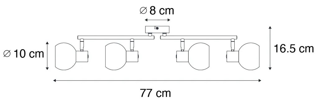 Stropní bodové svítidlo zlaté s opálovým sklem 4-světlo nastavitelné - Anouk