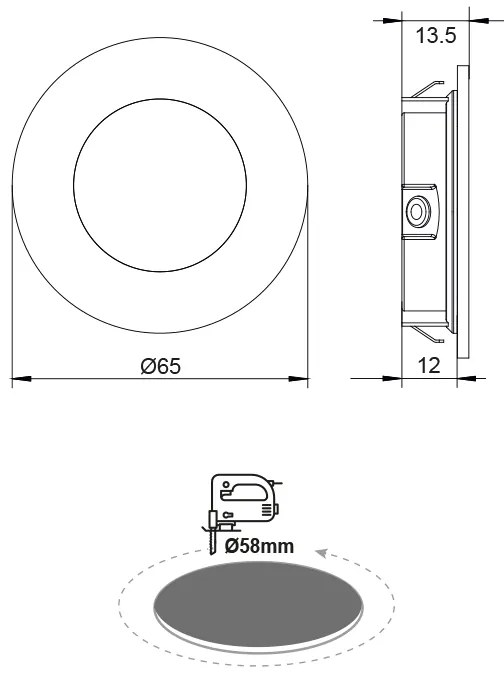 ACA Lighting SMD LED bodovka ARED 2W/230V/3000K/155Lm/IP44/100°, matný nikl