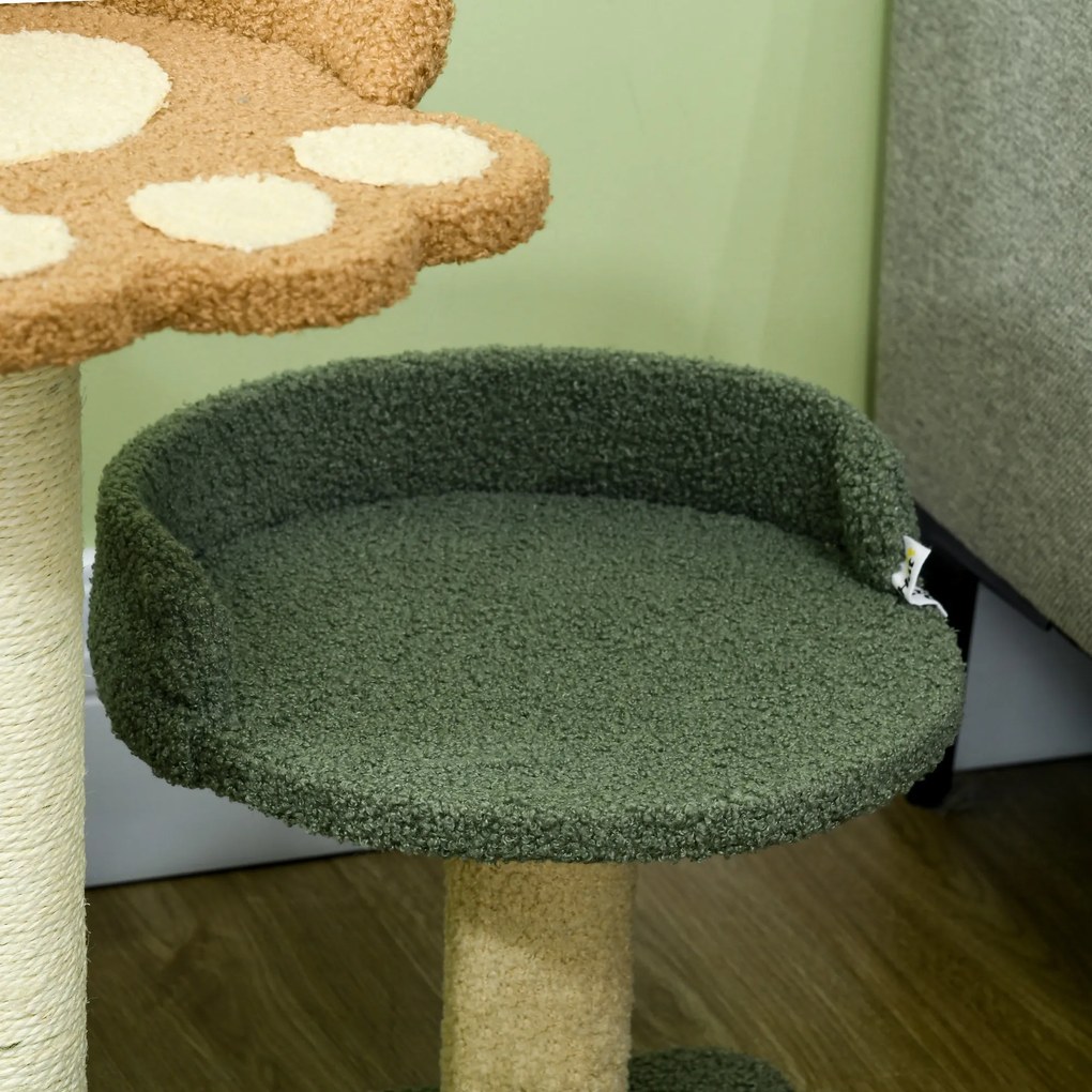 PawHut škrabadlo, snadno přenosné, 52 cm, škrabadlo pro kočky, 2 úrovně, hrací míček, sisal, pro vnitřní použití| Aosom