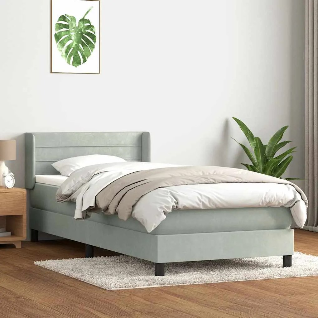 Box Spring Postel s matrací Světle šedá 90x220 cm Samet 3318225