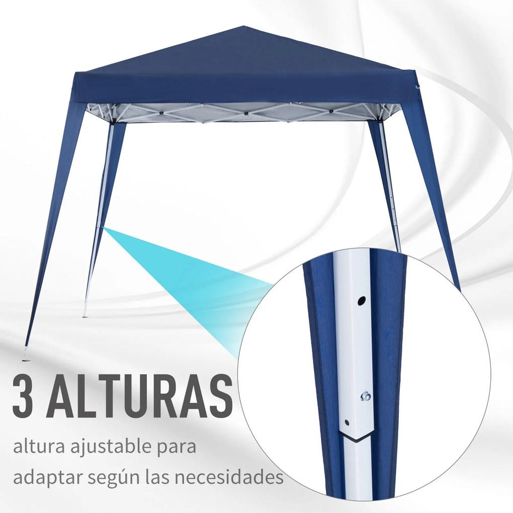 Skládací stan Outsunny 2,4x2,4m, zahradní altán, voděodolný, rychloupínací design, ocelový rám a Oxfordská tkanina pro venkovní použití, modrý