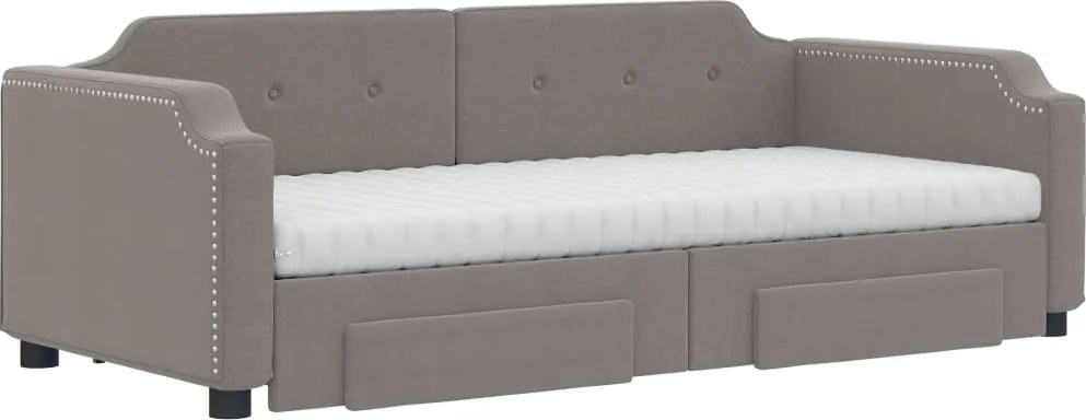 Válenda s přistýlkou a zásuvkami taupe 100 x 200 cm textil 3197696