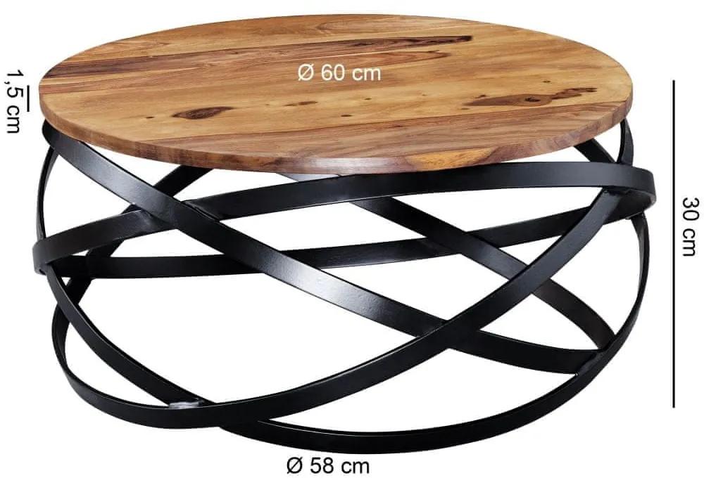 Bruxxi Konferenční stolek Zaky, 60 cm, masiv Sheesham
