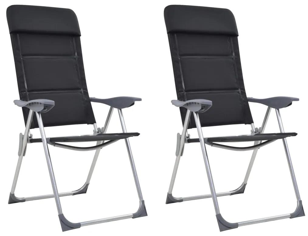 44313 vidaXL Kempingové židle z hliníku 2 ks 58 x 69 x 111 cm černé