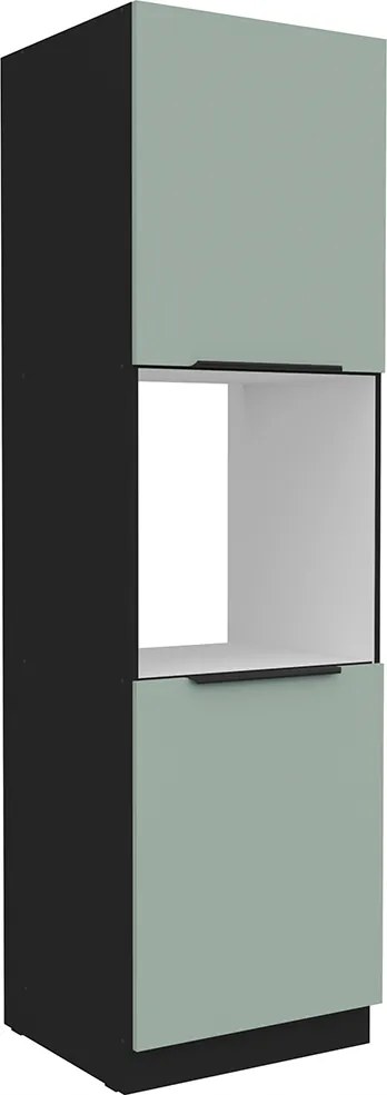 ARIA sc | vysoká skříňka 60 DP-210 2F na vestavnou troubu | 60 cm | ANTI FINGERPRINT povrch | černá/aquamarine