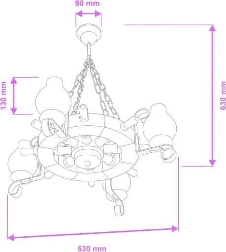 Brilagi - Lustr na řetězu TIMONA 4xE14/40W/230V pr. 50 cm buk/ořech