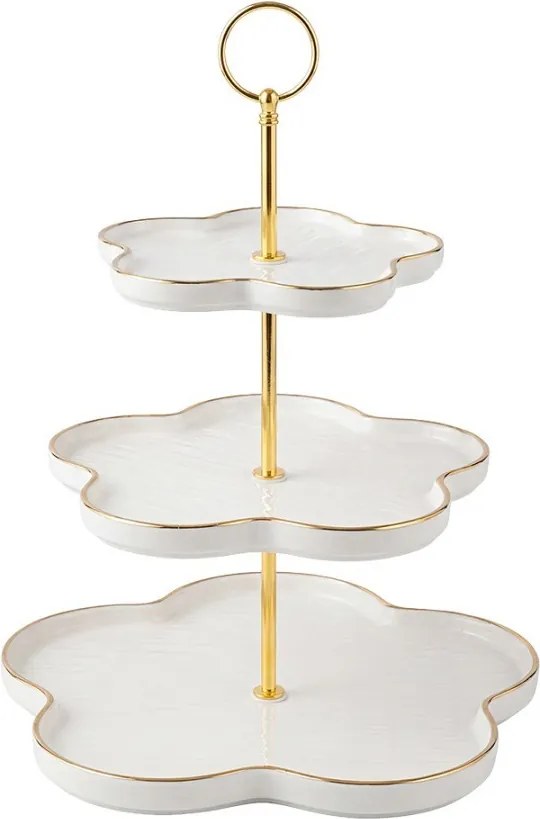 Elegantní keramický 3-patrový etažér ve tvaru květů - Ø 24 cm