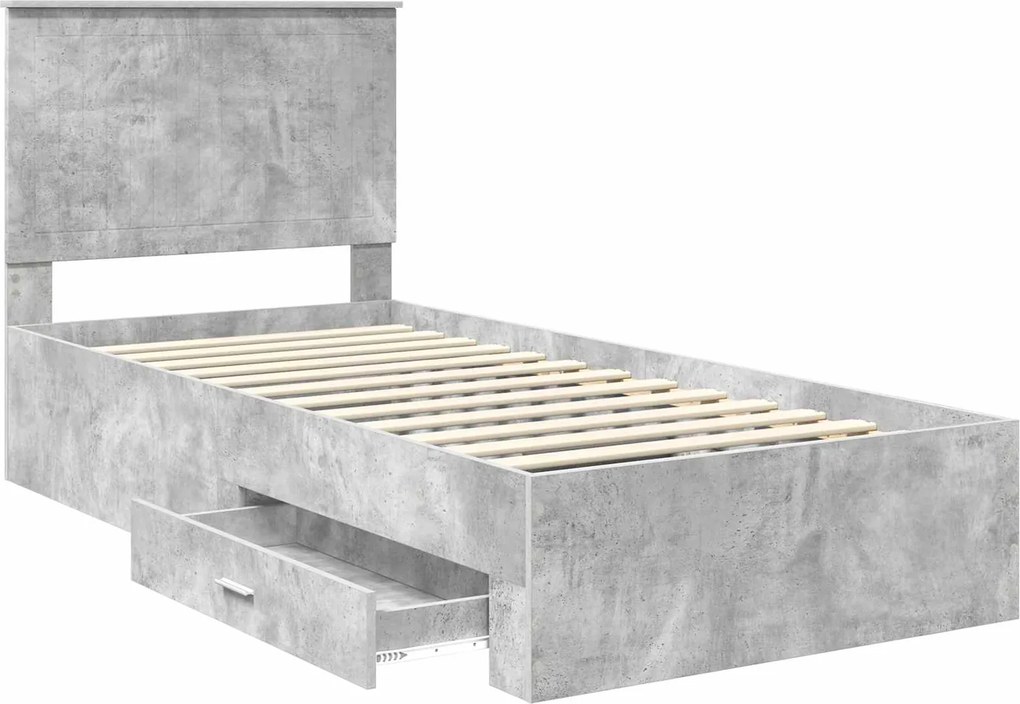 Rám postele s čelo Betonově šedá 90 x 190 cm Kompozitní dřevo 3411362