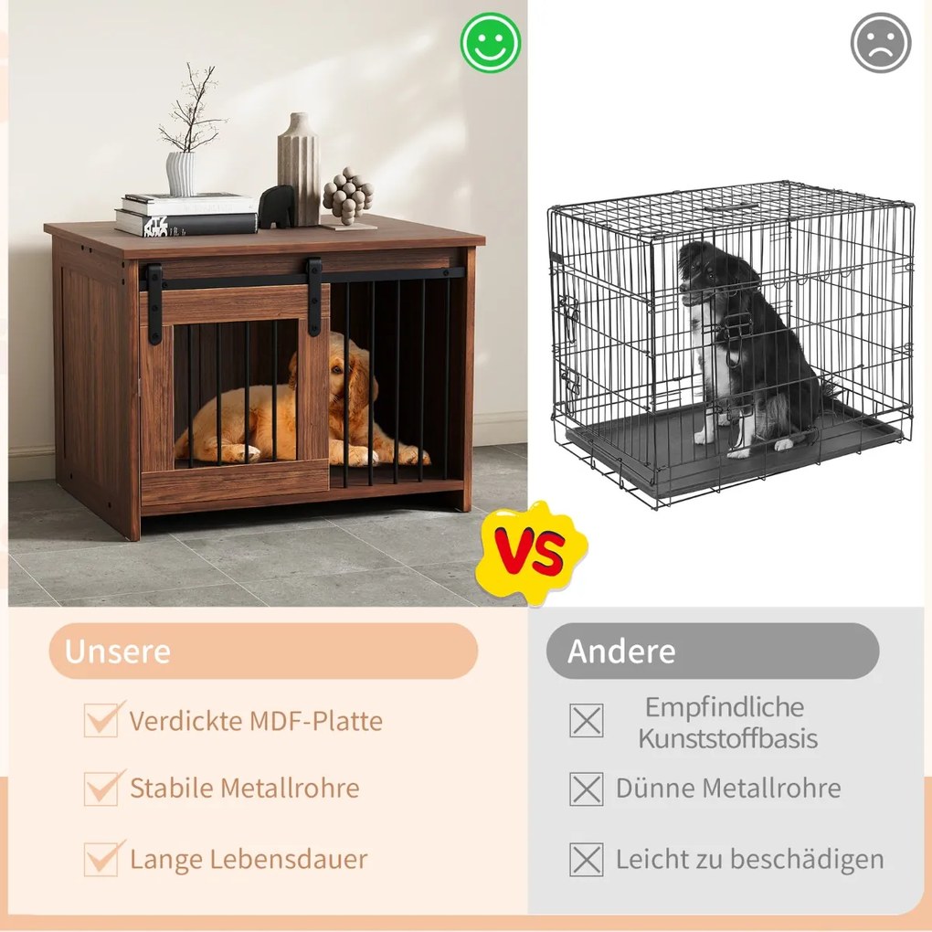 Costway Nábytek do klece s posuvnými dvířky Přepravka pro psa vyrobená z kovu