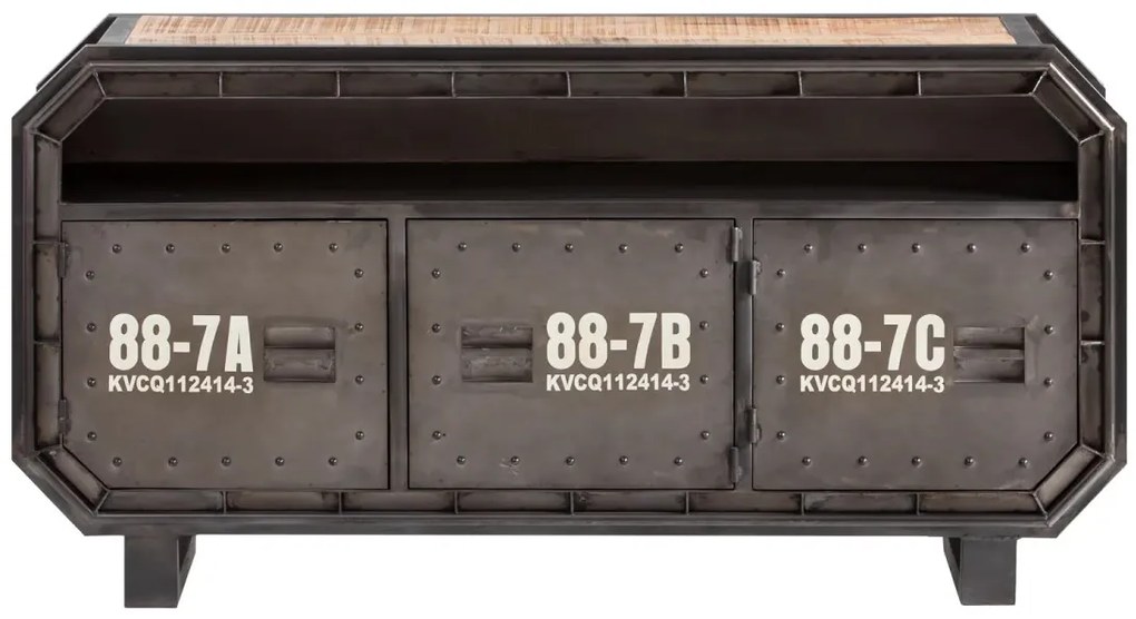 furniture-nabytek.cz - TV stolek Barkston kovový, šedá barva – 160×48×80 cm