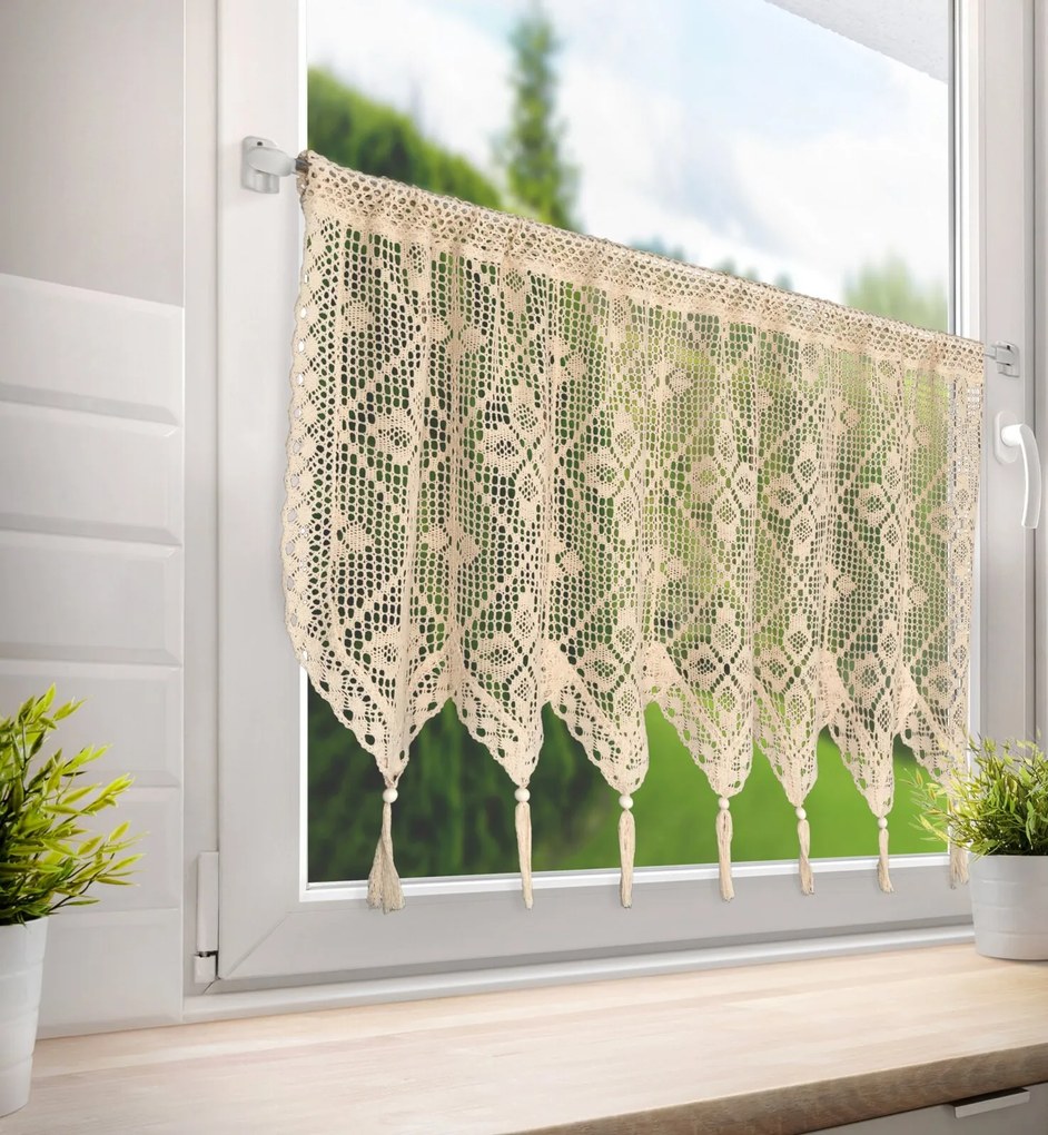 KRÁTKÁ ZÁCLONA NA PÁSCE MARTHA 150X60 CM SVĚTLEBÉŽOVÁ