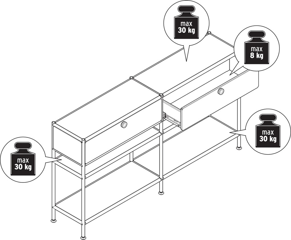 Tchibo - Kovová konzola »Cn3 Slim Line« se 2 zásuvkami - barva: šedá