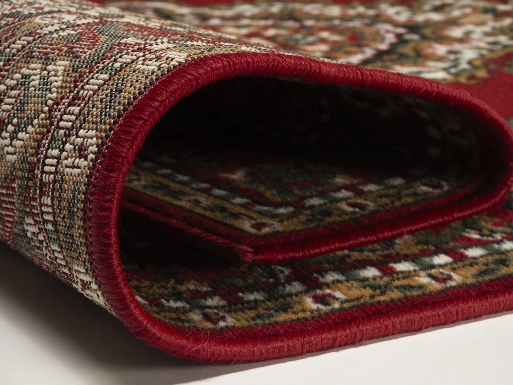Alfa Carpets, Kusový koberec TEHERAN T-102 red kruh, 190x190 (průměr) kruh, červená, chodba / předsíň