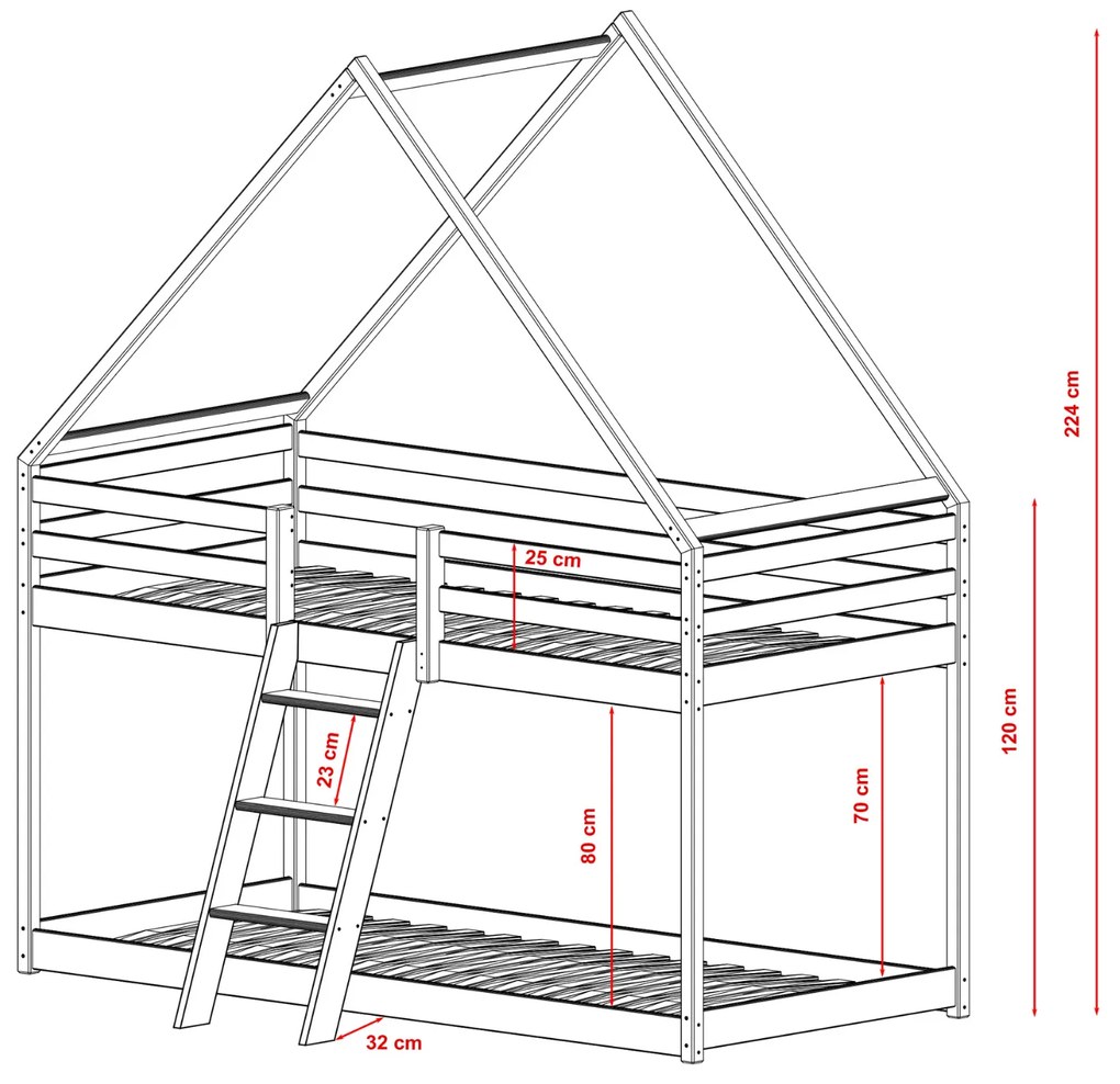 Legno Dětská patrová postel Svět šedá Rozměr (cm): 80x180