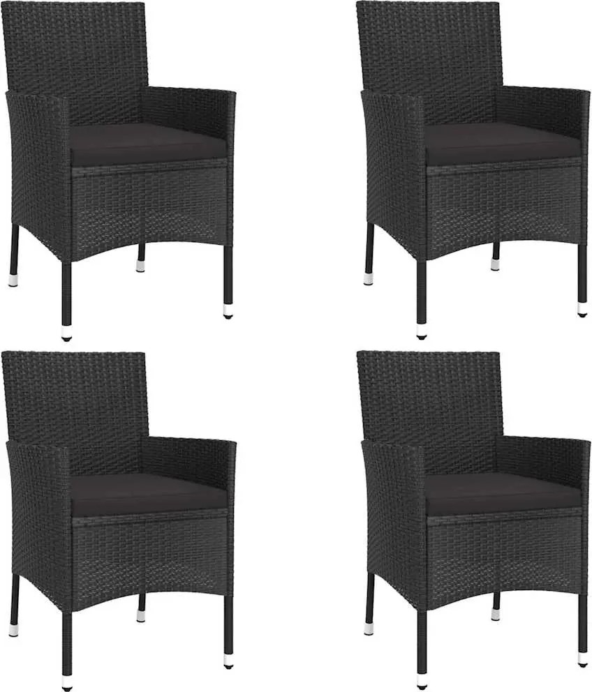 5dílný zahradní bistro set s poduškami černý polyratan 3187417