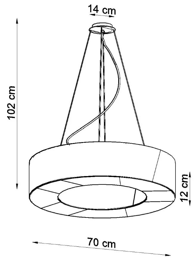 Závěsné svítidlo Saturno Slim, 1x černé textilní stínítko, (bílý plast), (fi 70 cm)