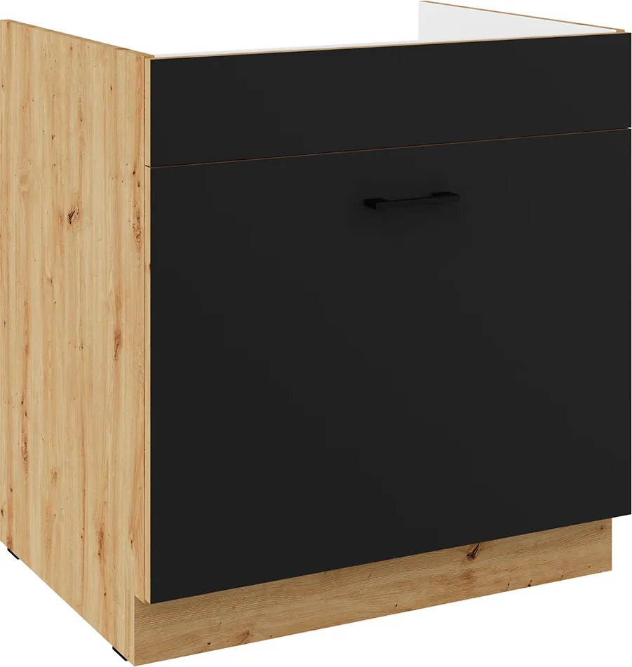 MODENA | dolní skříňka 80 ZL 1S dřezová se zásuvkou | 80 cm | PREMIUM BOX | artisan/černá mat