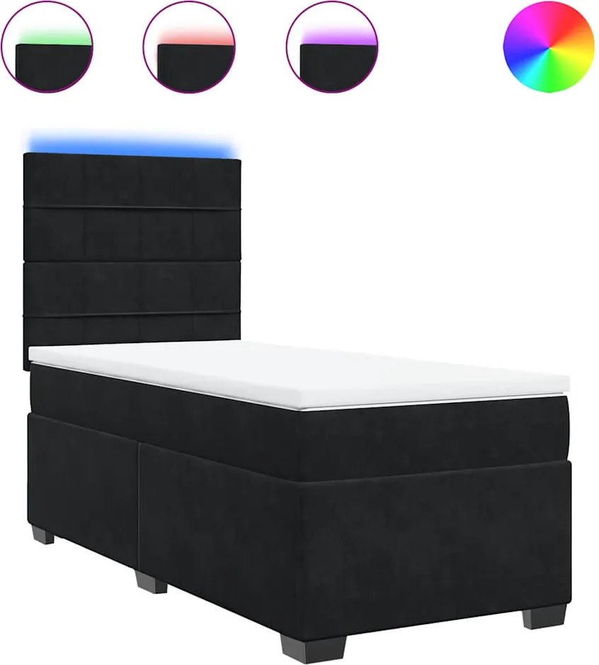Box spring postel s matrací černá 90x190 cm samet 3293088