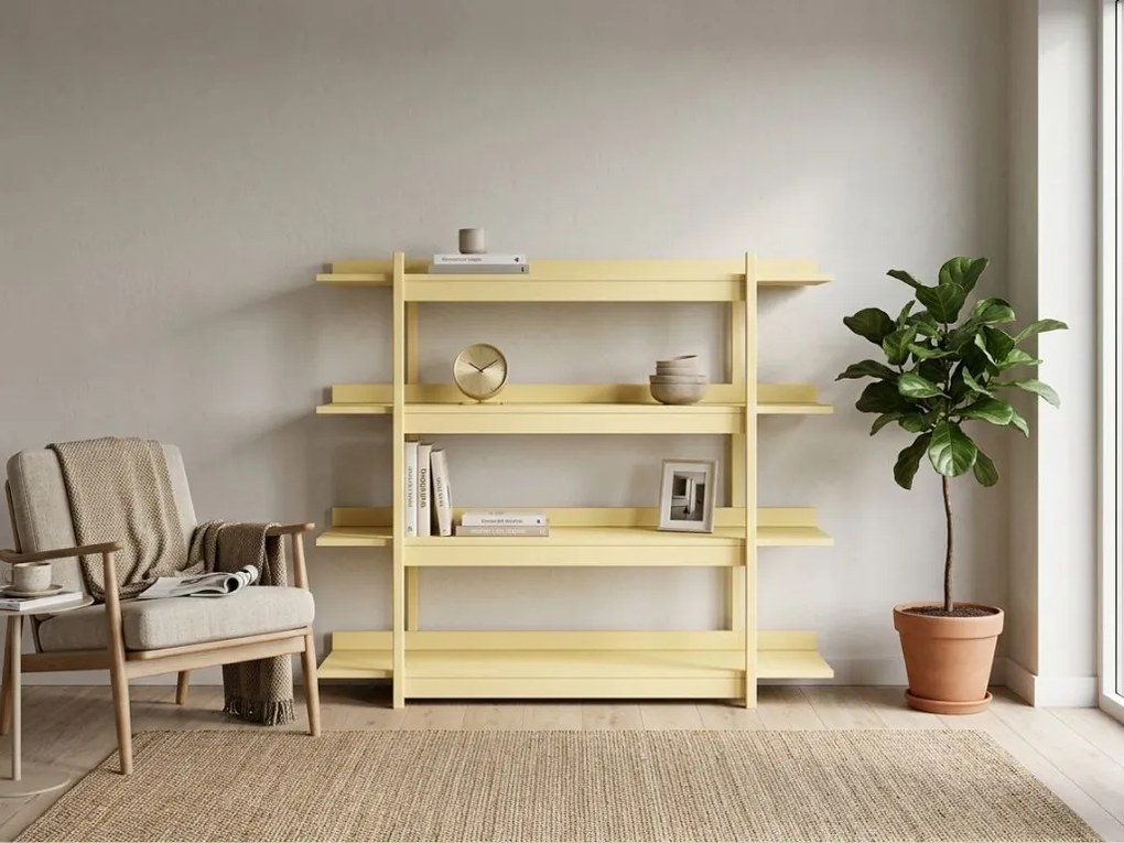 Dřevěná nástěná knihovna FRAME vanilková