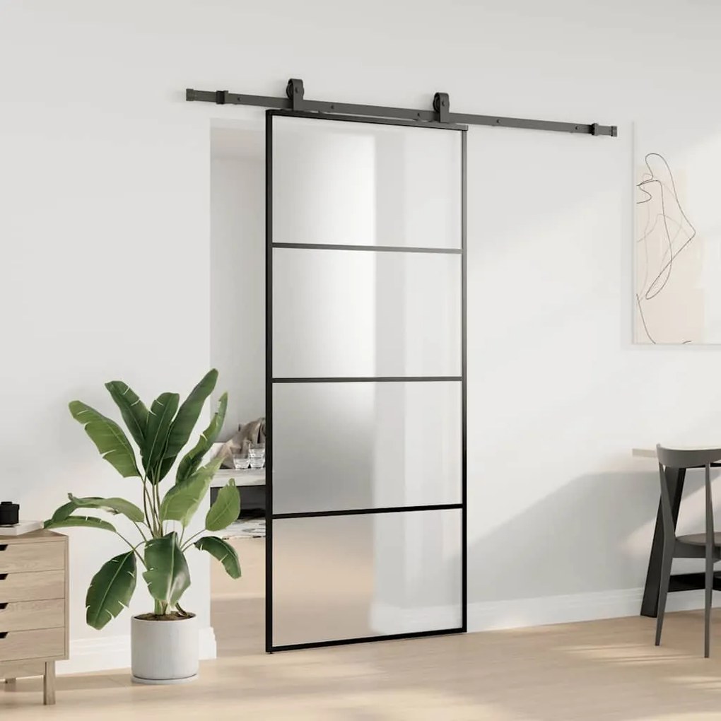 Posuvné dveře se sadou kování černé 90x205 cm ESG Glass 3375859