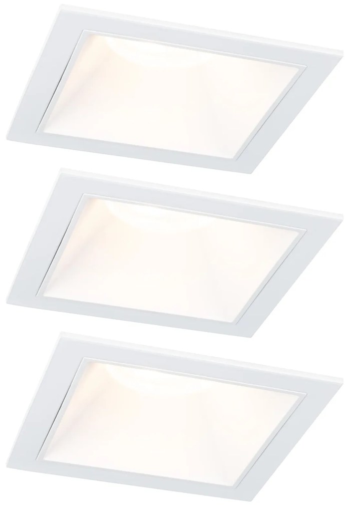 Paulmann 93126 Cole Coin, set bodovek v bílé úpravě, 3x6W LED 2700K tříkrokové stmívání, 8,8x8,8cm, IP44