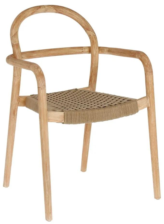 Zahradní židle z eukalyptového dřeva s béžovým výpletem La Forma Sheryl