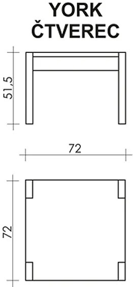 Konferenční stolek YORK čtverec 72x72 cm, masiv buk, český výrobek