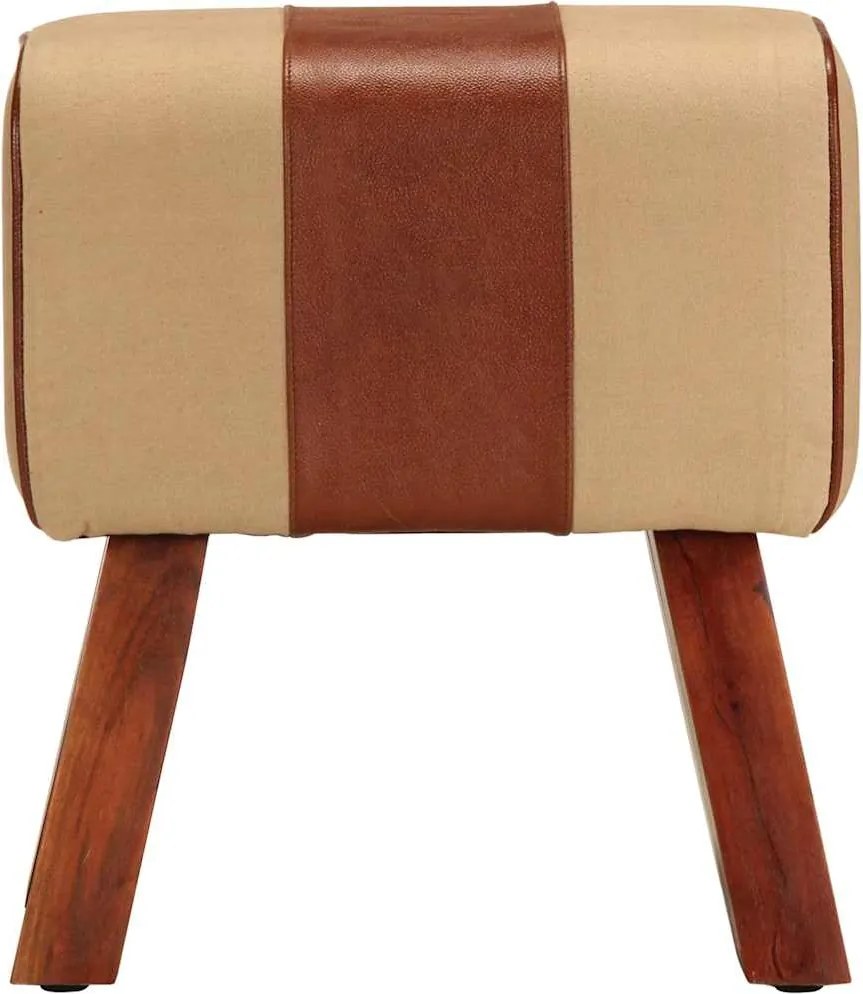 Lavice gymnastický kůň 38 cm hnědá pravá kůže a mangovník 320787