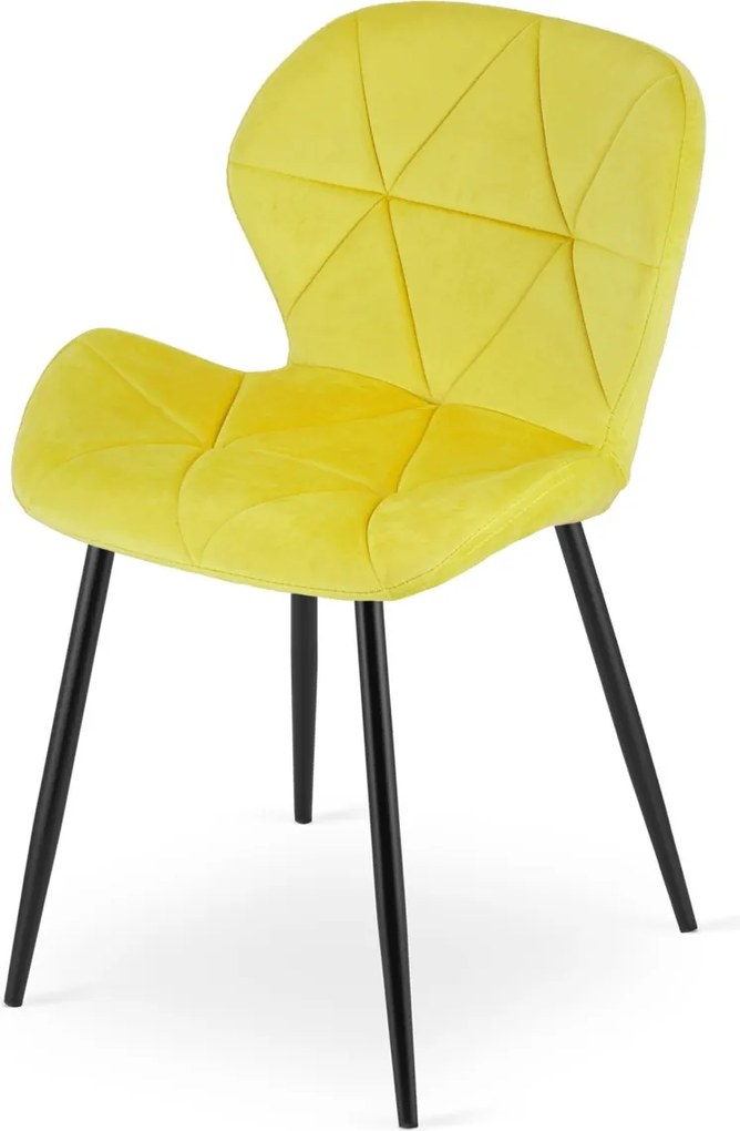 Jídelní židle MANGO VELVET s černými nohami, žlutá