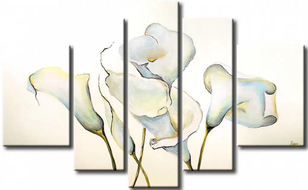 Bílé tančící květy (170x110 cm) - Murando DeLuxe