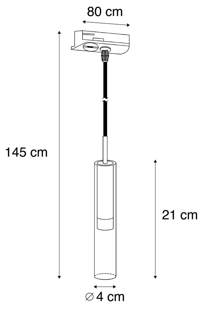 Moderní bodové svítidlo černé s kouřovým sklem pro kolejnicový systém 1fázový - Slimline Loyce