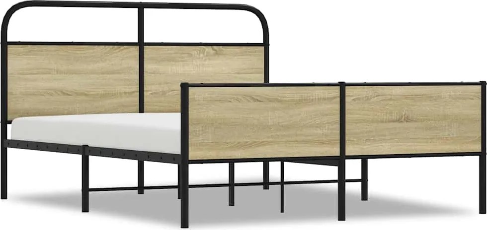 Kovový rám postele bez matrace dub sonoma 160 x 200 cm 3318694