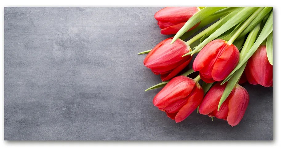 Wallmuralia Foto obraz fotografie na skle Červené tulipány 100x50 cm