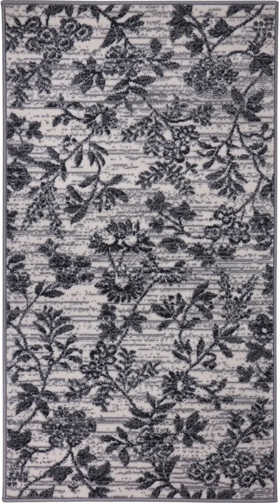 TRHÁK: Kusový koberec Flowers grey, 80x150, šedá, obývacia izba, Alfa Carpets