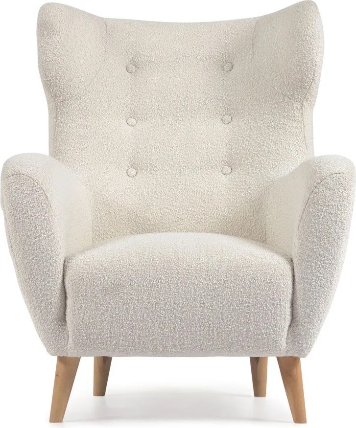 Bílé křeslo z textilie bouclé Patio – Kave Home