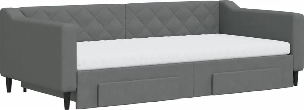 Válenda s přistýlkou a zásuvkami tmavě šedá 100 x 200 cm textil 3197486